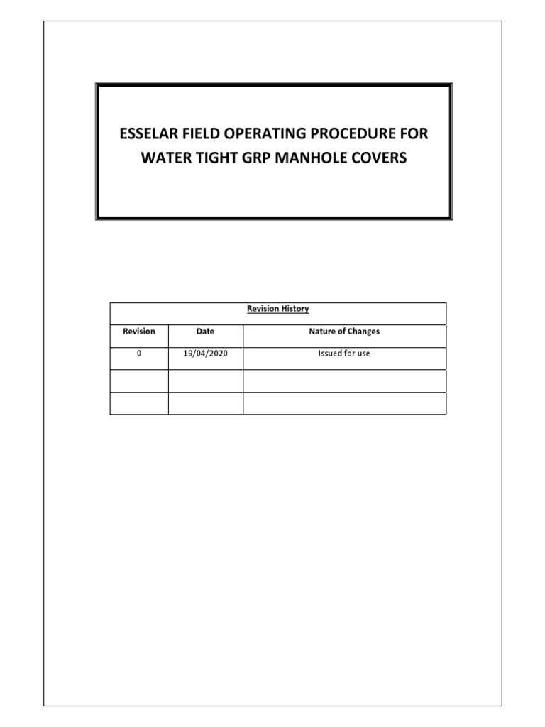 Operating Procedure For Water Tight GRP Manhole Covers | PDF ...