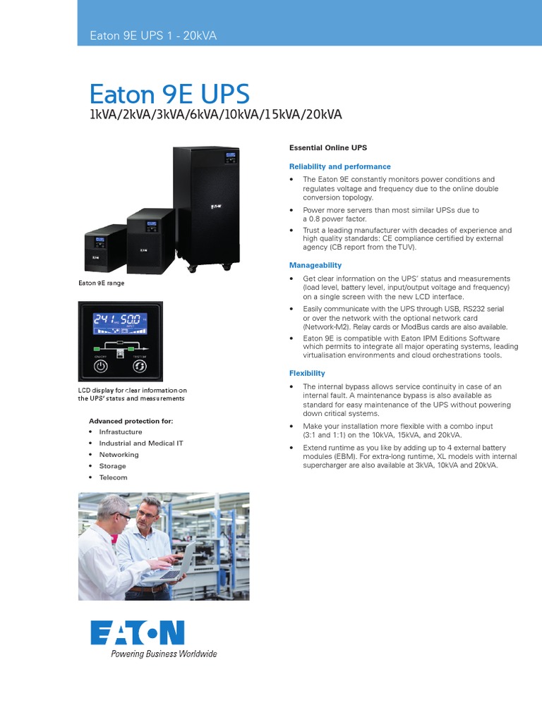 Eaton 9E UPS: 1kVA/2kVA/3kVA/6kVA/10kVA/15kVA/20kVA | PDF | Mains ...