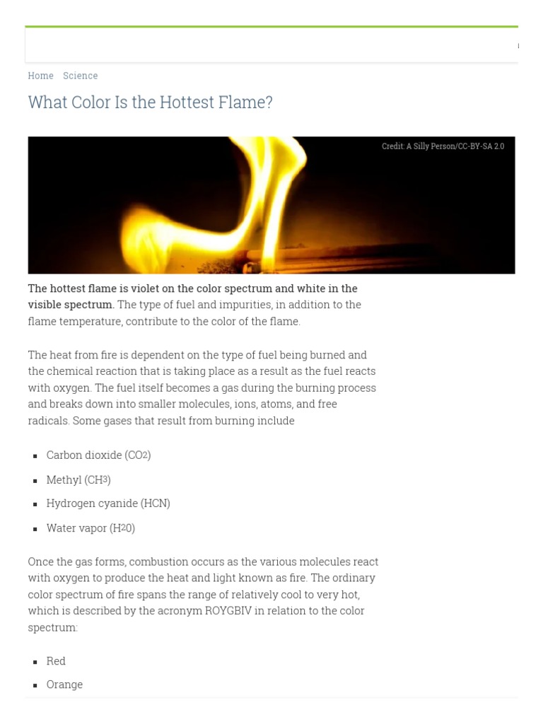 What Color Is The Hottest Flame?: Home Science | PDF