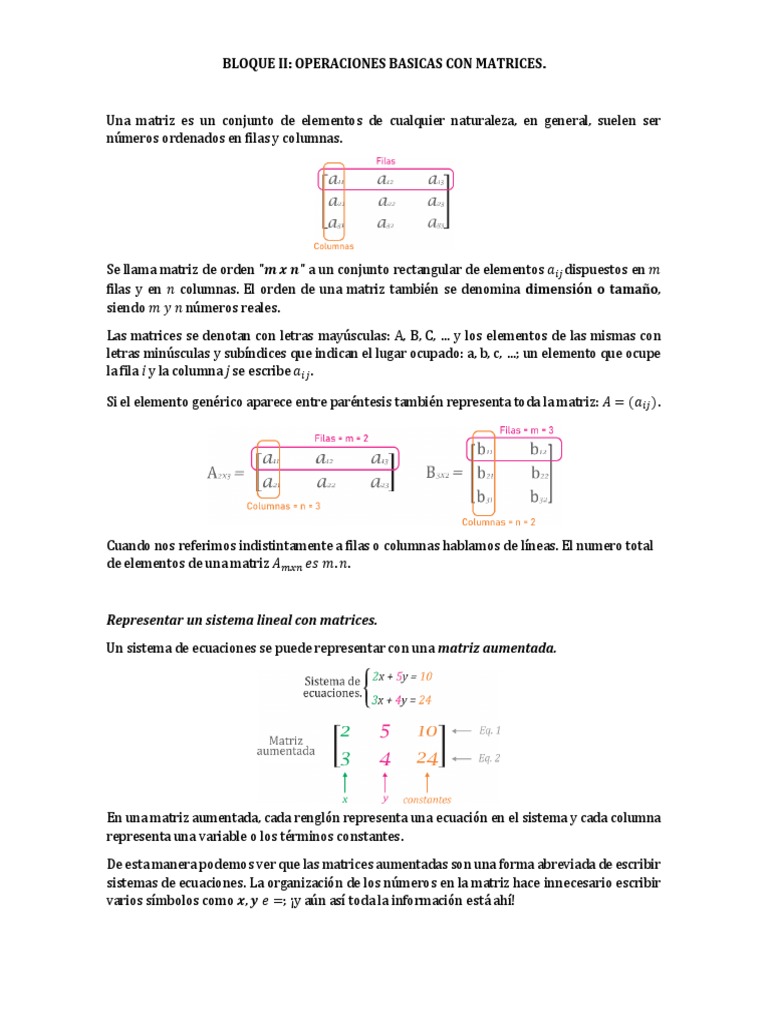 Operaciones Basicas Con Matrices | PDF | Matriz (Matemáticas) | Matemáticas Aplicadas