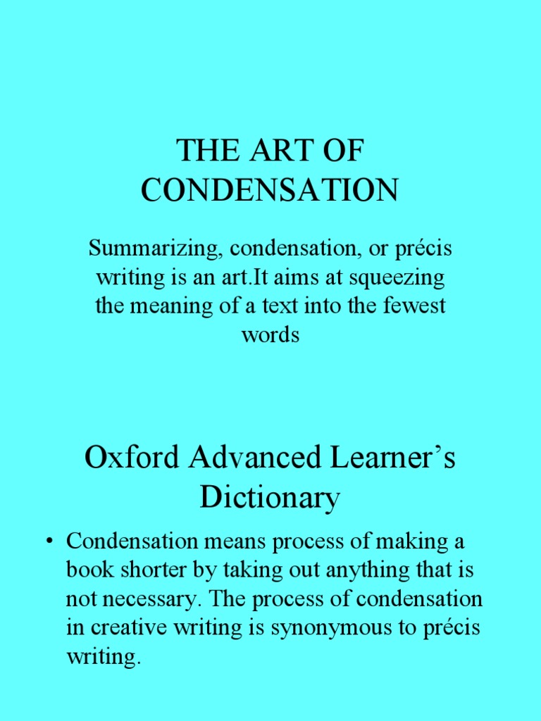 The Art of Condensation PDF | PDF | Cognitive Science | Linguistics