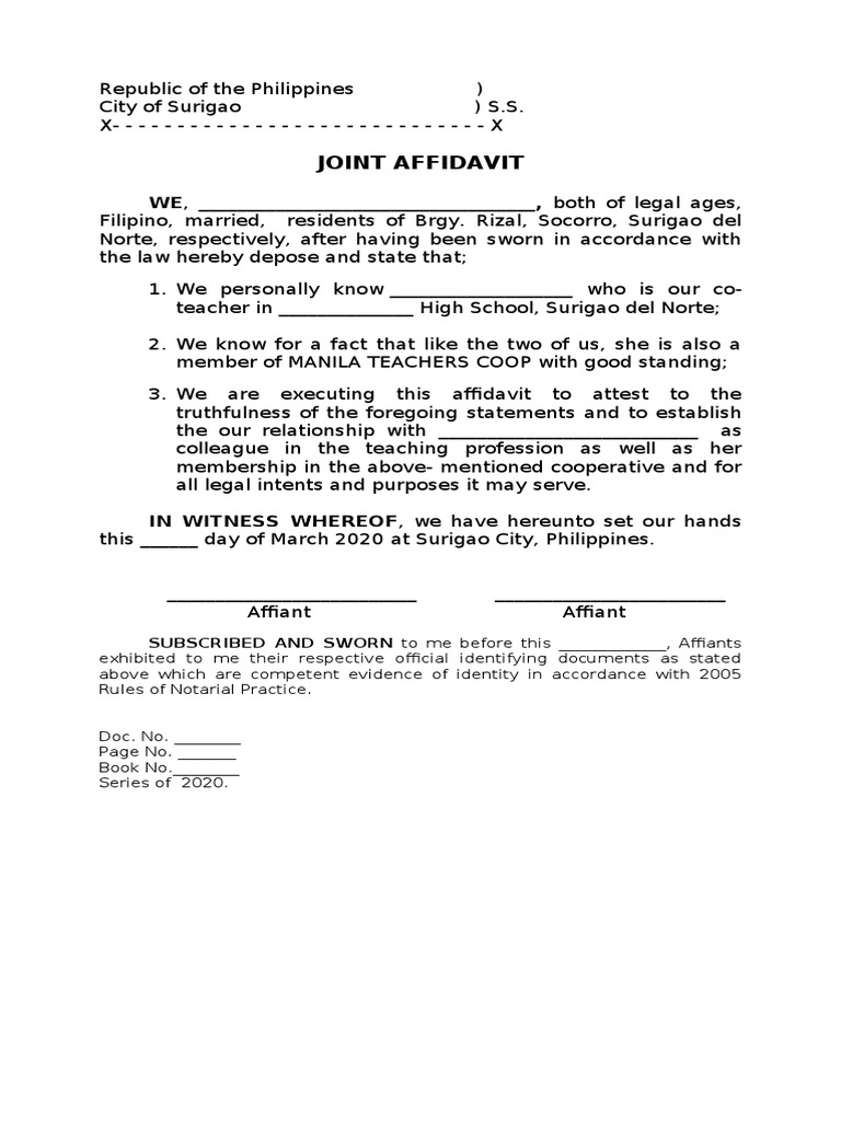 Joint Affidavit Membership | PDF