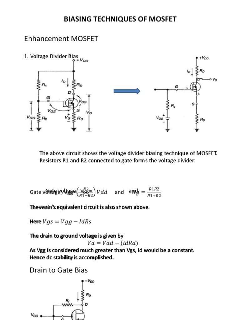 Enhancement MOSFET: Biasing Techniques of Mosfet | PDF | Field Effect ...