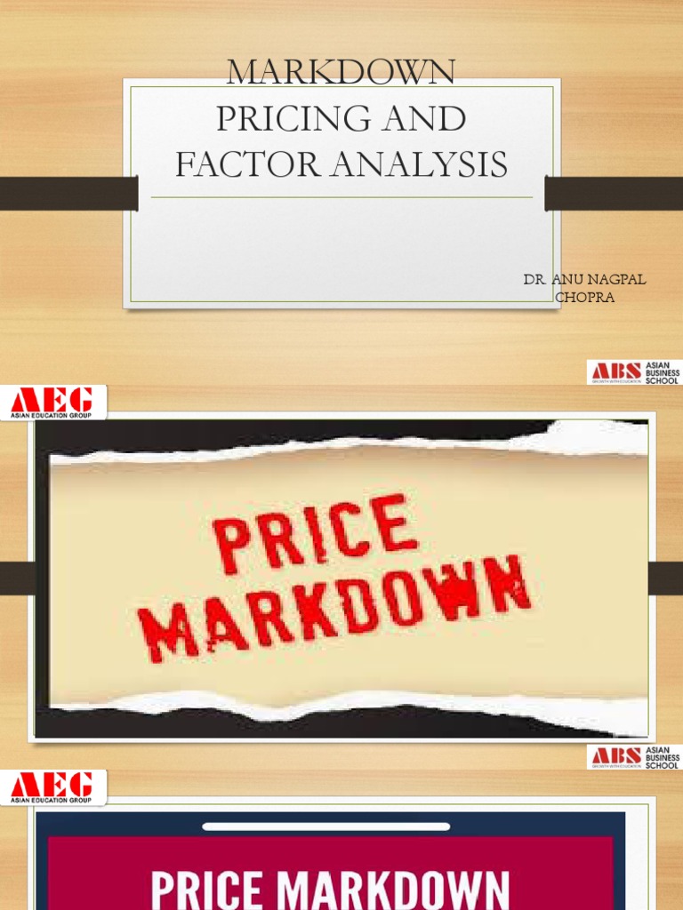 Markdown Pricing and Factor Analysis | PDF