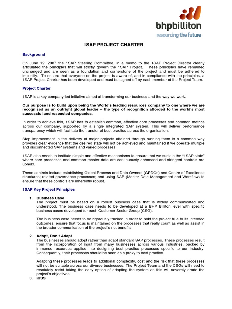 1sap Project Charter 09 | Download Free PDF | Governance | Project ...