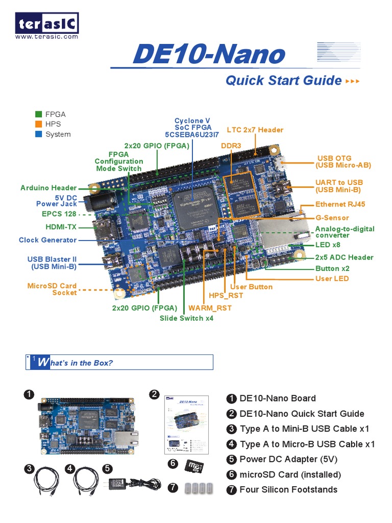 DE10-Nano: Quick Start Guide | PDF | Usb | Booting