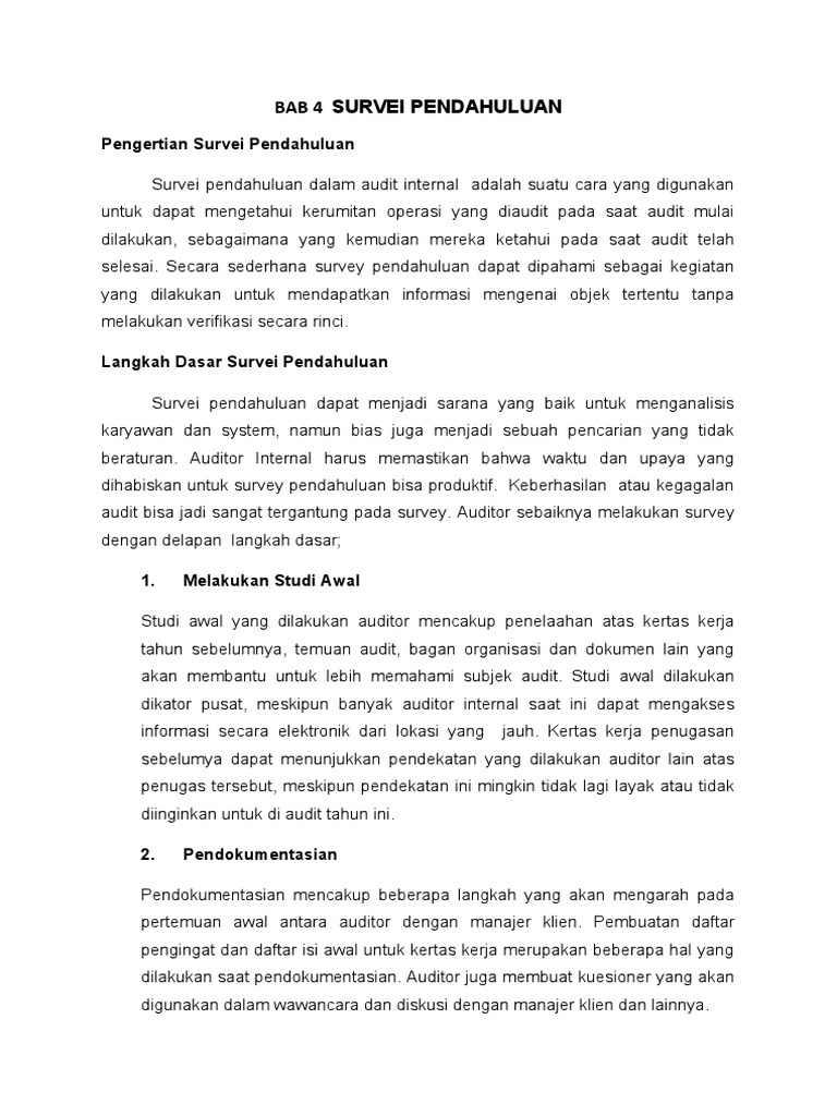 Bab 4 SURVEI - PENDAHULUAN - INTERNAL - AUDIT | PDF