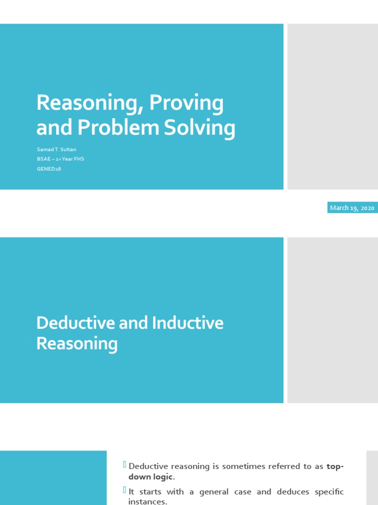 Reasoning, Proving and Problem Solving: March 19, 2020 | Download Free PDF | Inductive Reasoning ...