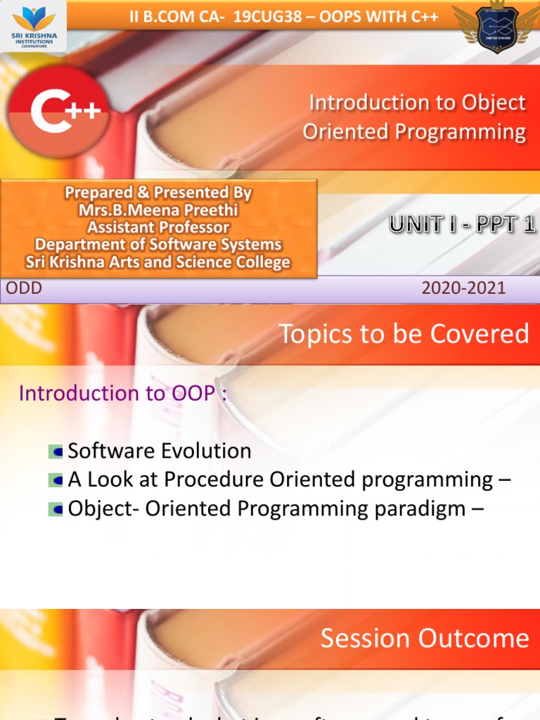 Lecture 1 Introduction To Oop Pdf Object Oriented Programming Programming Paradigms