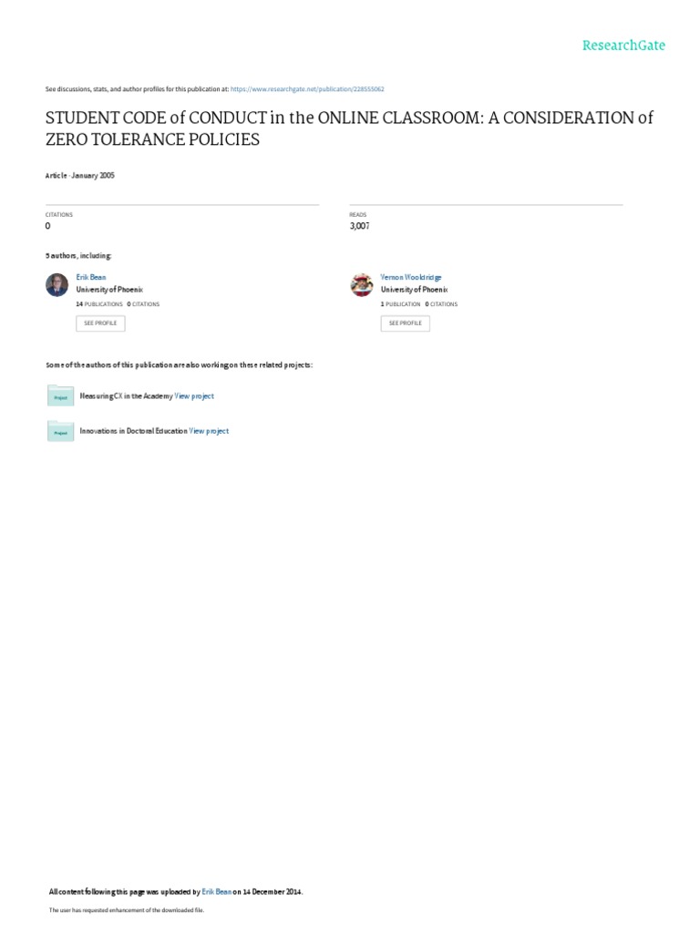 STUDENT CODE of CONDUCT in The ONLINE CLASSROOM A | PDF | Child ...