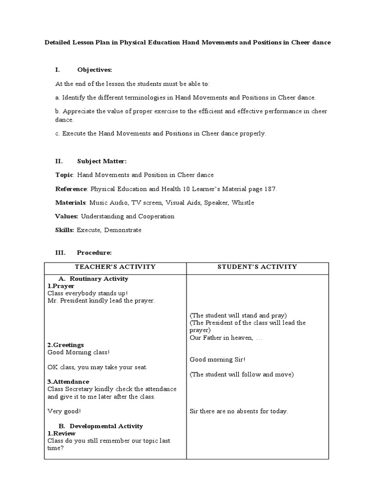 Lesson Plan in TTL1 | PDF | Lesson Plan | Arm