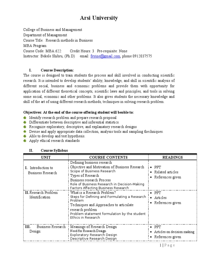 MBA Research Methods Course Overview | PDF | Research Design | Epistemology