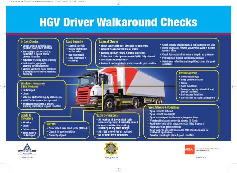 HGV Driver Walk-Around Checks Poster | PDF | Tire | Vehicles
