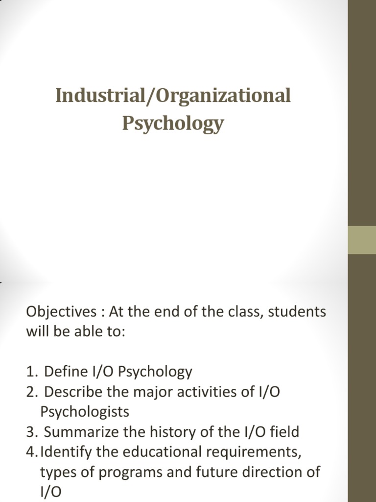 Industrial/Organizational Psychology | PDF | Industrial And ...