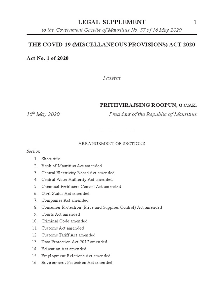 Les Covid-19 Act Et Quarantine Act Promulguées | PDF | Taxes | License