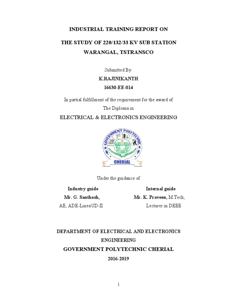 220kv Sub Station Industrial Training | PDF | Electrical Substation ...
