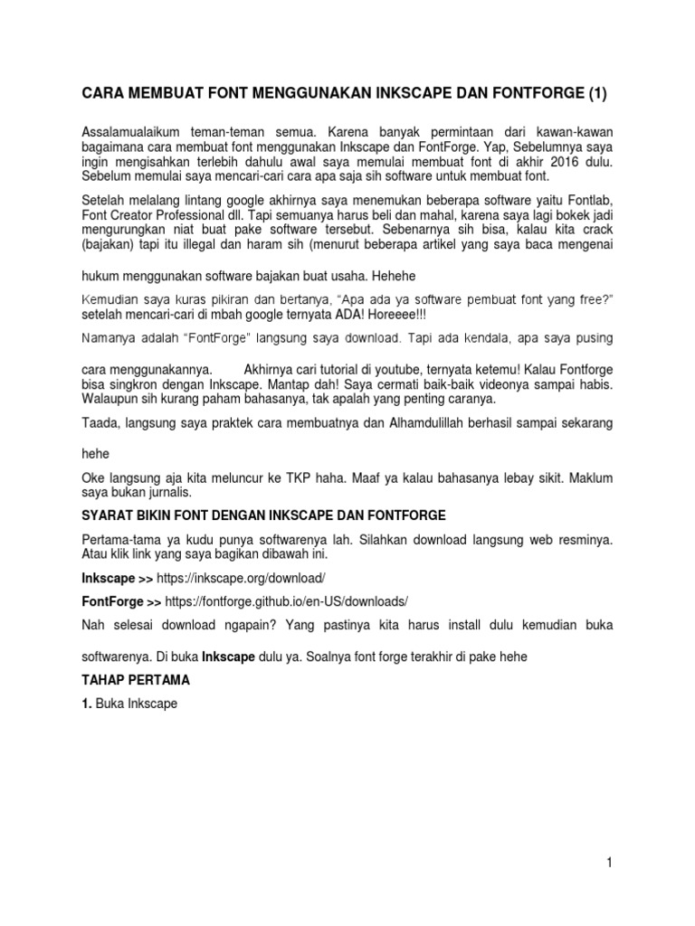 Cara Membuat Font Menggunakan Inkscape Dan FontForge 1 | PDF