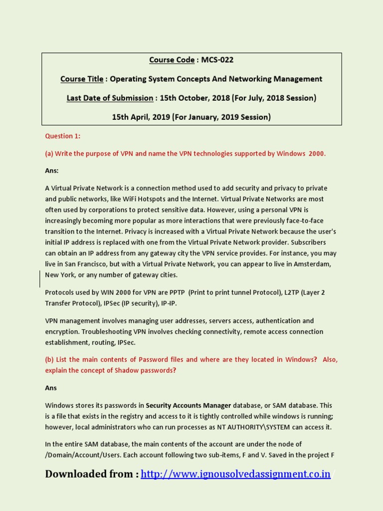 Mcs 022 PDF | PDF | Virtual Private Network | Password