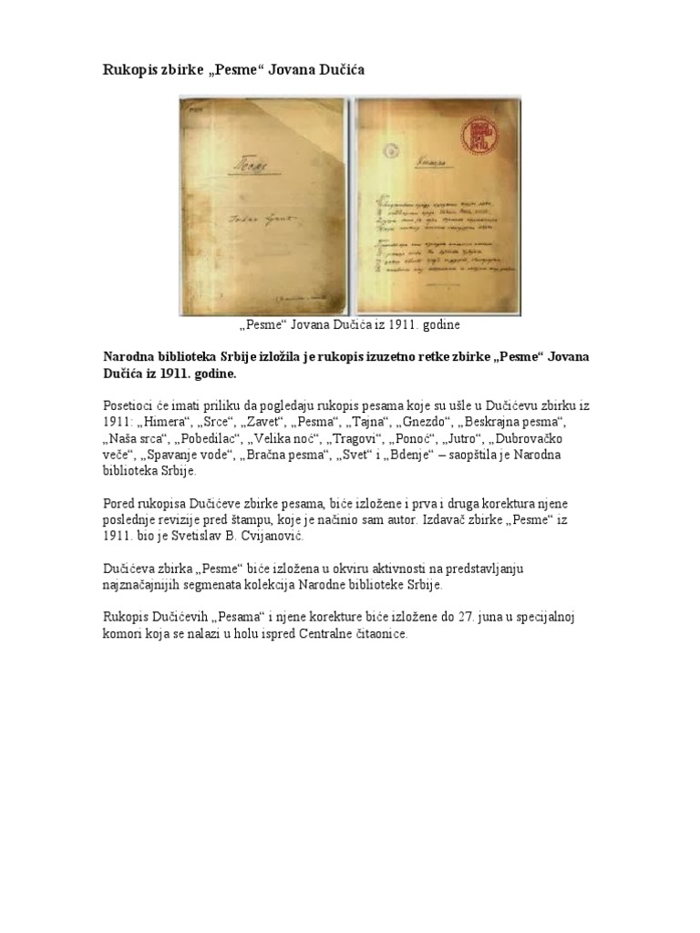 Rukopis Zbirke | PDF
