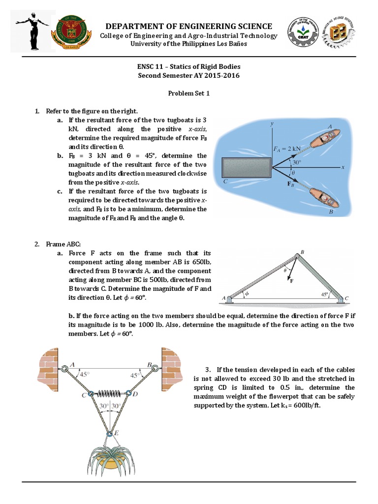 Problem Set 1 | PDF | Force | Euclidean Vector