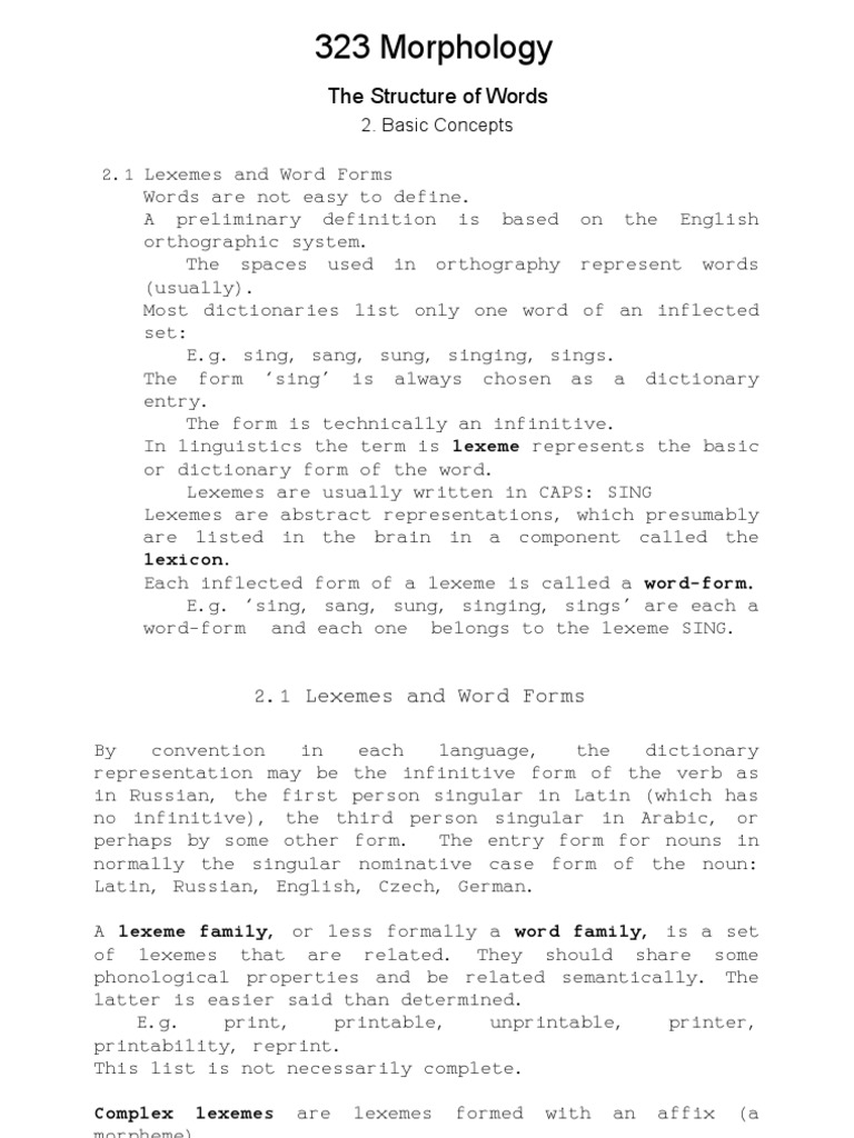 323 Morphology: The Structure of Words | Download Free PDF | Morphology ...