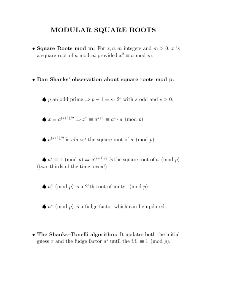 Modular Square Roots | PDF | Square Root | Theoretical Computer Science