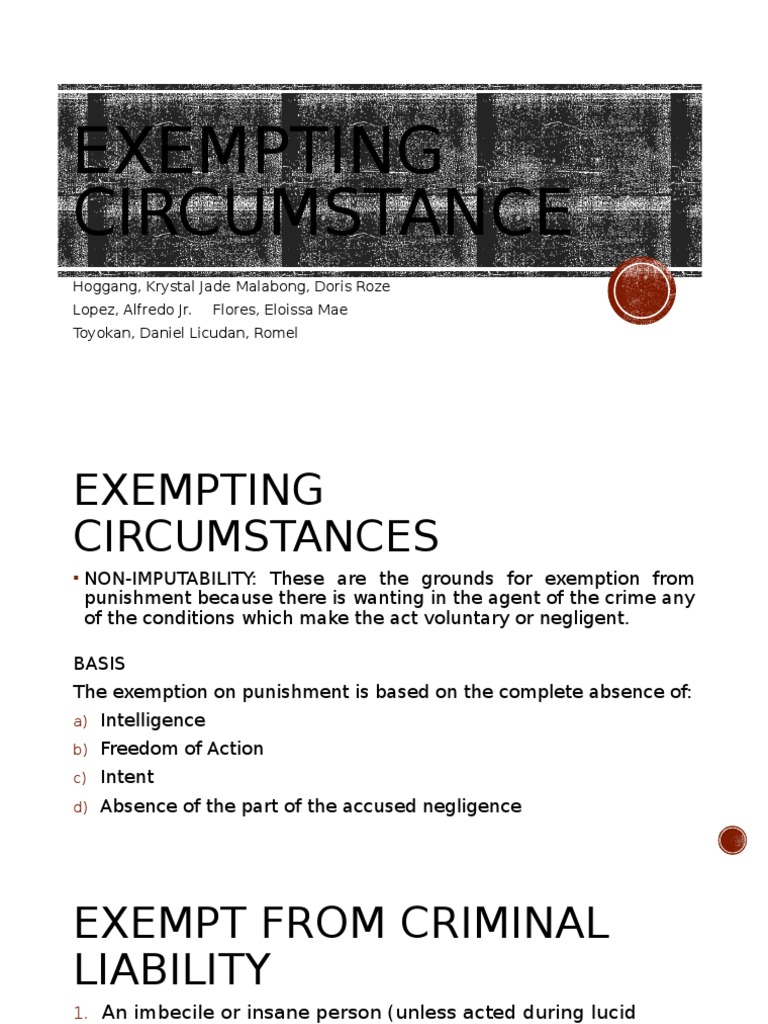 Exempting Circumstance | PDF | Burden Of Proof (Law) | Crime & Violence