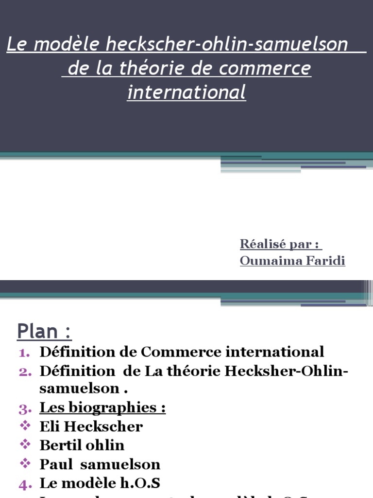 Le Modèle Heckscher-Ohlin-Samuelson de La Théorie de Commerce | PDF ...