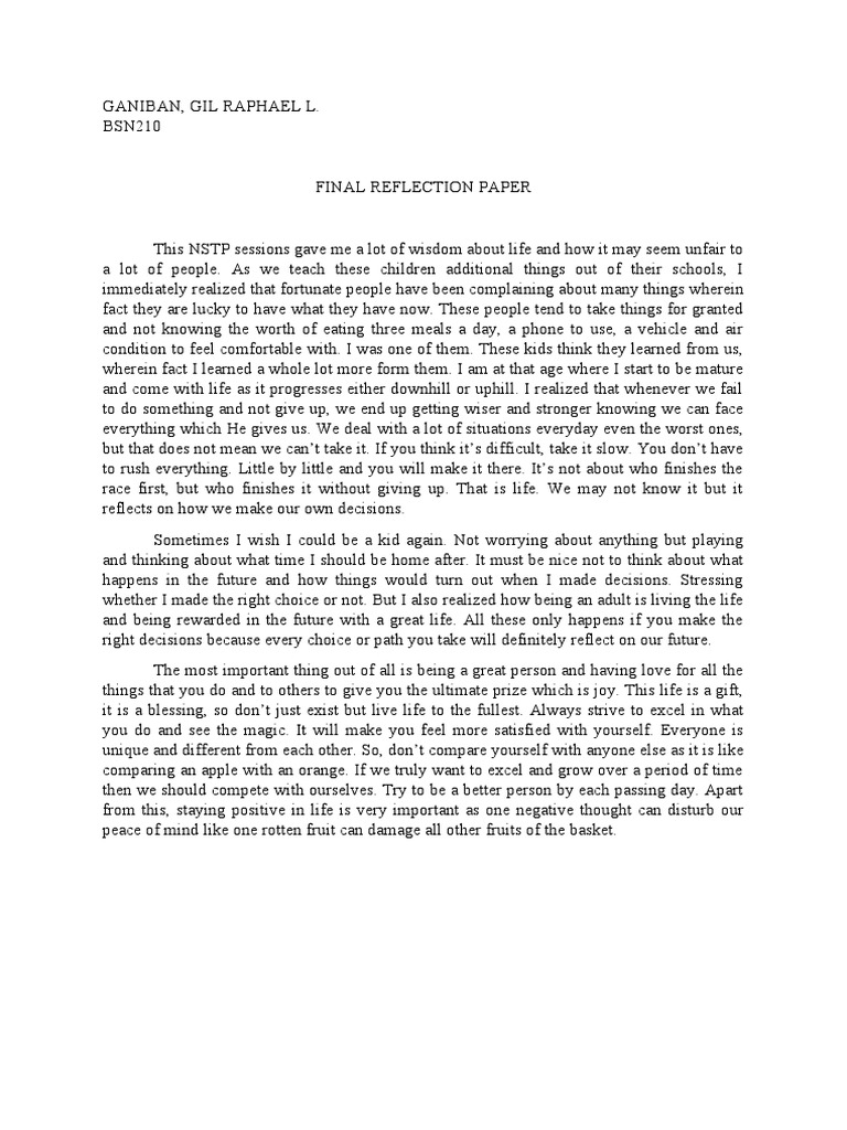 NSTP Reflection Paper | PDF