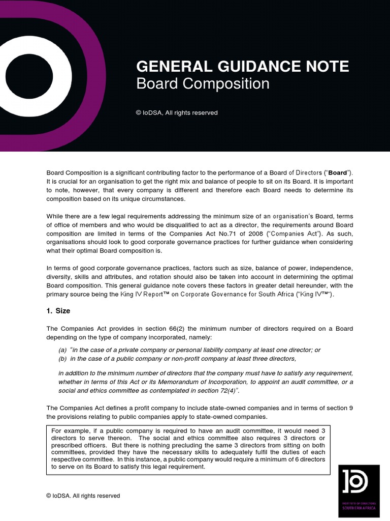 Board Composition: General Guidance Note | PDF | Audit Committee ...