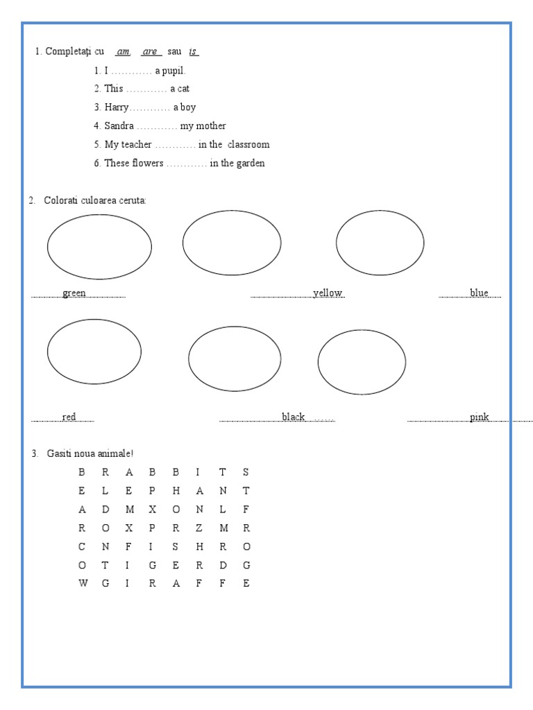 Completing Exercises in Romanian: Identifying Parts of Speech, Counting ...