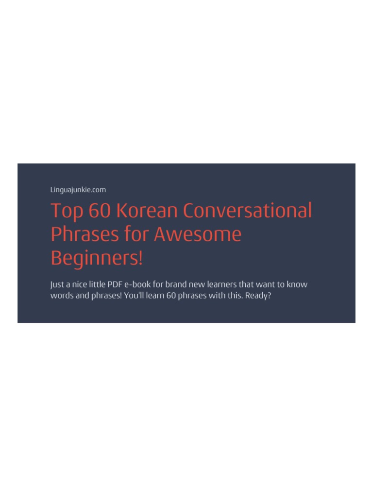 Essential Korean Phrases for Beginners | PDF