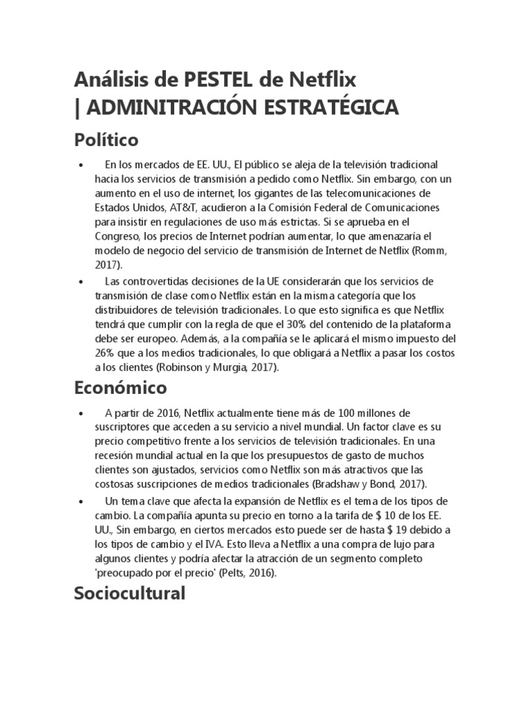 Análisis de PESTEL de Netflix | PDF | Netflix | Smartphone