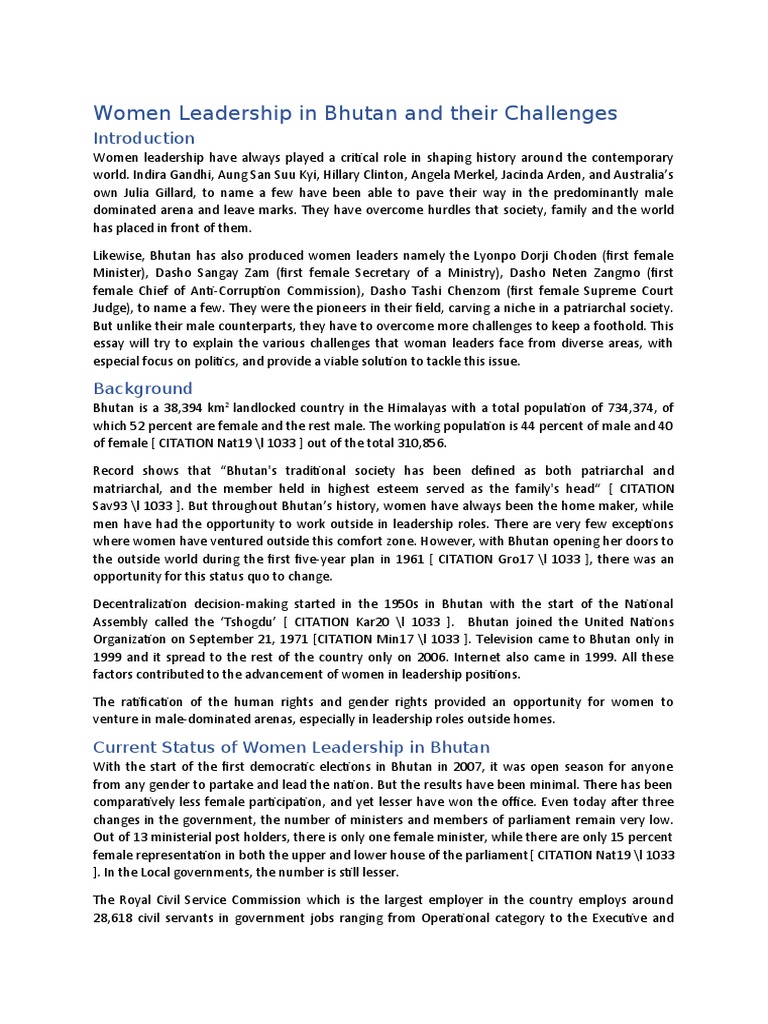 Women Leadership in Bhutan and Their Challenges | PDF | Bhutan | Woman