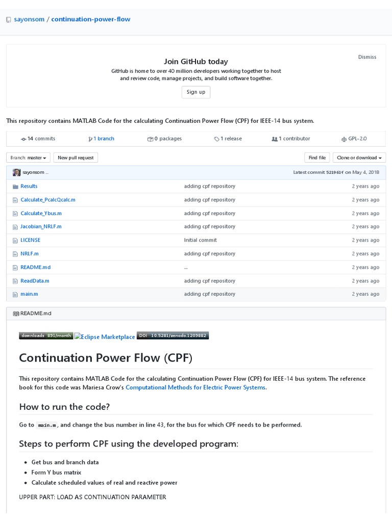 Continuation Power Flow (CPF) : Join Github Today | PDF | Algorithms ...
