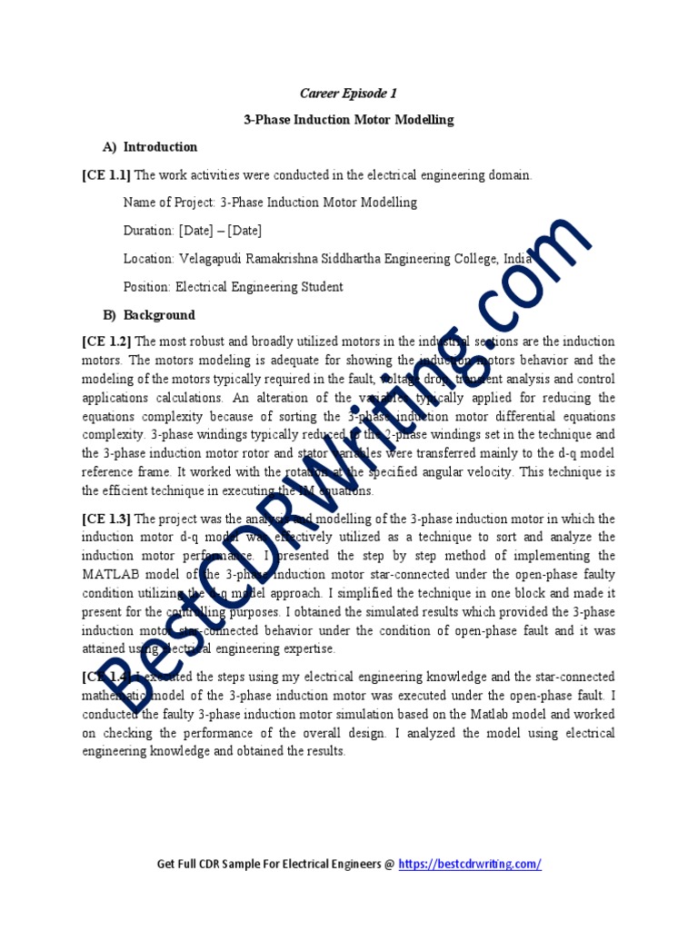 CDR Report Sample For Electrical Engineers | PDF