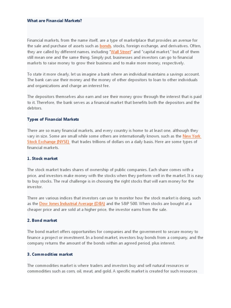 Understanding Financial Markets Explained | PDF | Financial Markets ...