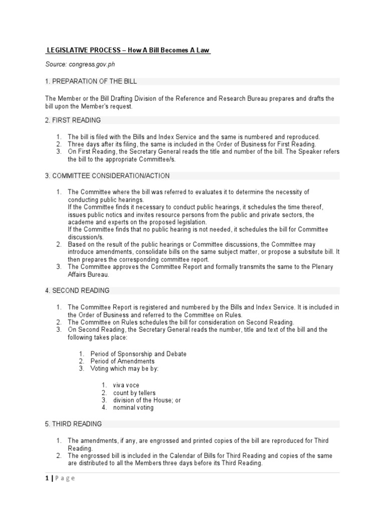 Legislative Process - How A Bill Becomes A Law | PDF | Bill (Law) | Veto