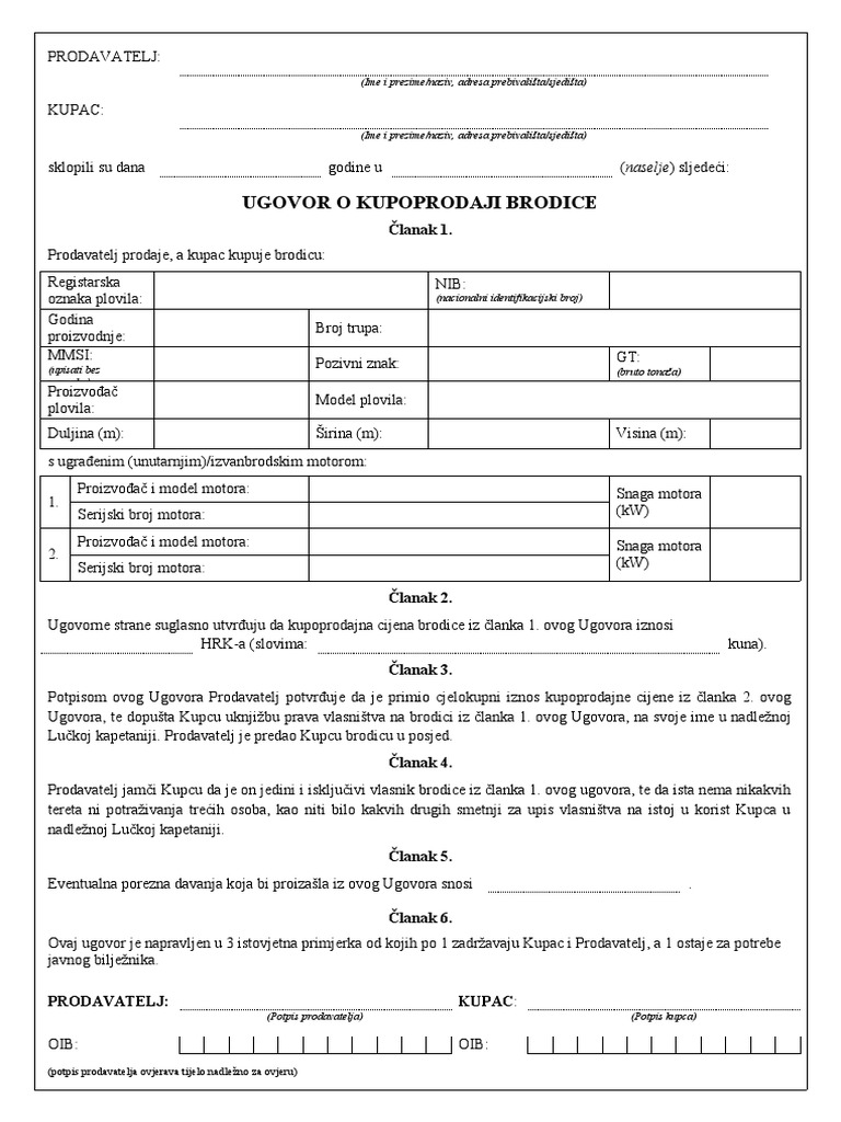 Ugovor o Kupoprodaji Brodice 5-2 - 20 | PDF