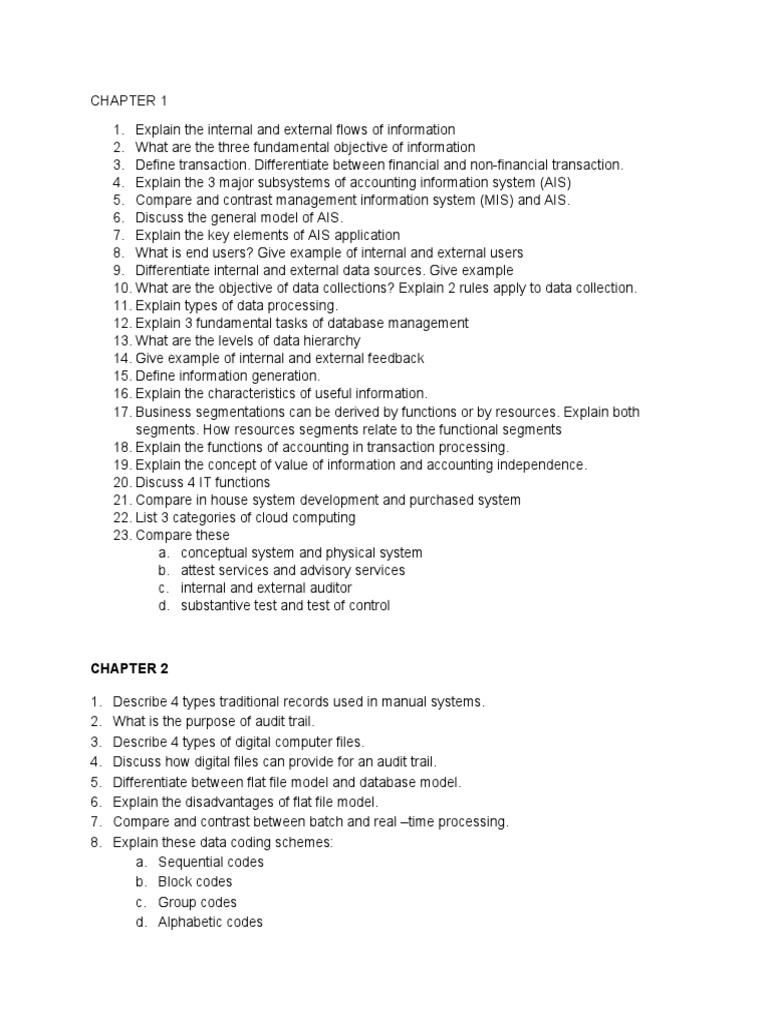 TUTORIAL - AIS615.CHAPTER 1 To CHAPTER3 | PDF | Internal Control | System