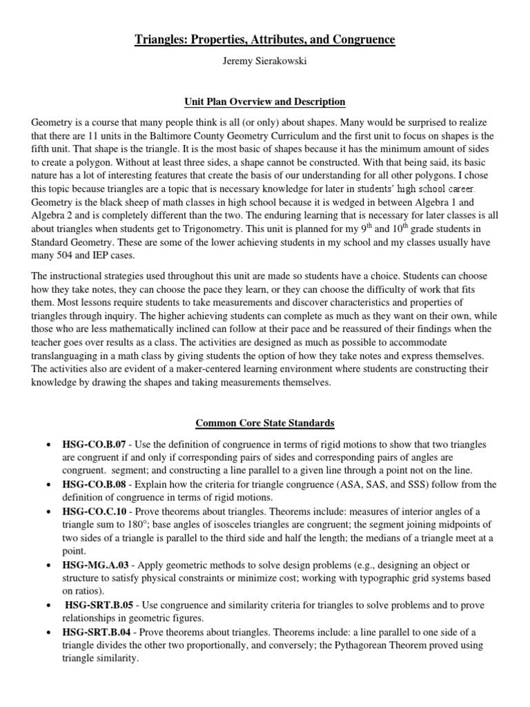 SCED 647 Unit Plan - Merged | PDF | Triangle | Trigonometric Functions