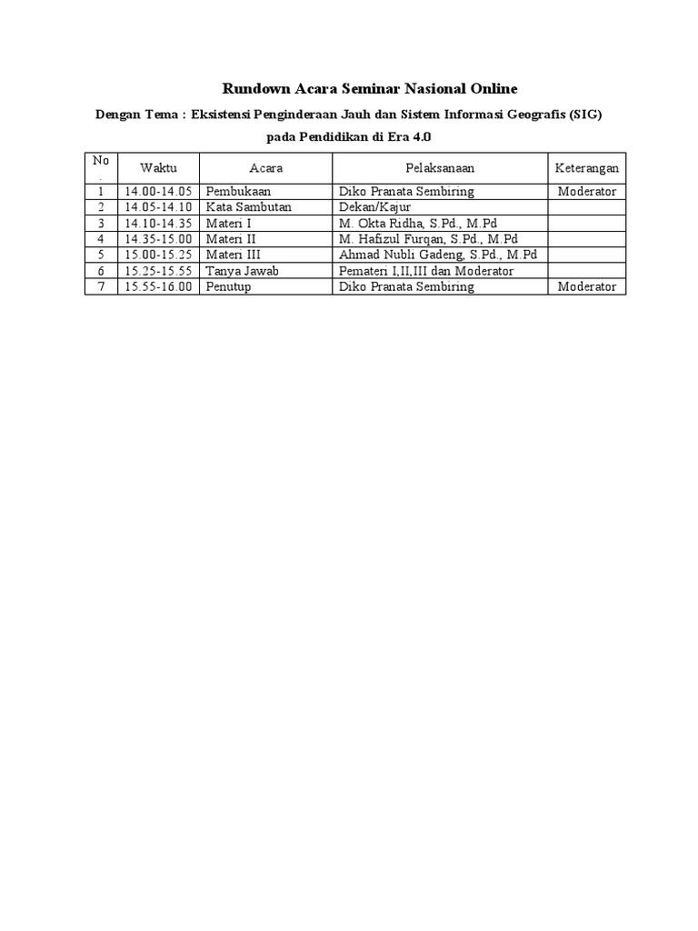 Rundown Acara Seminar PJ | PDF