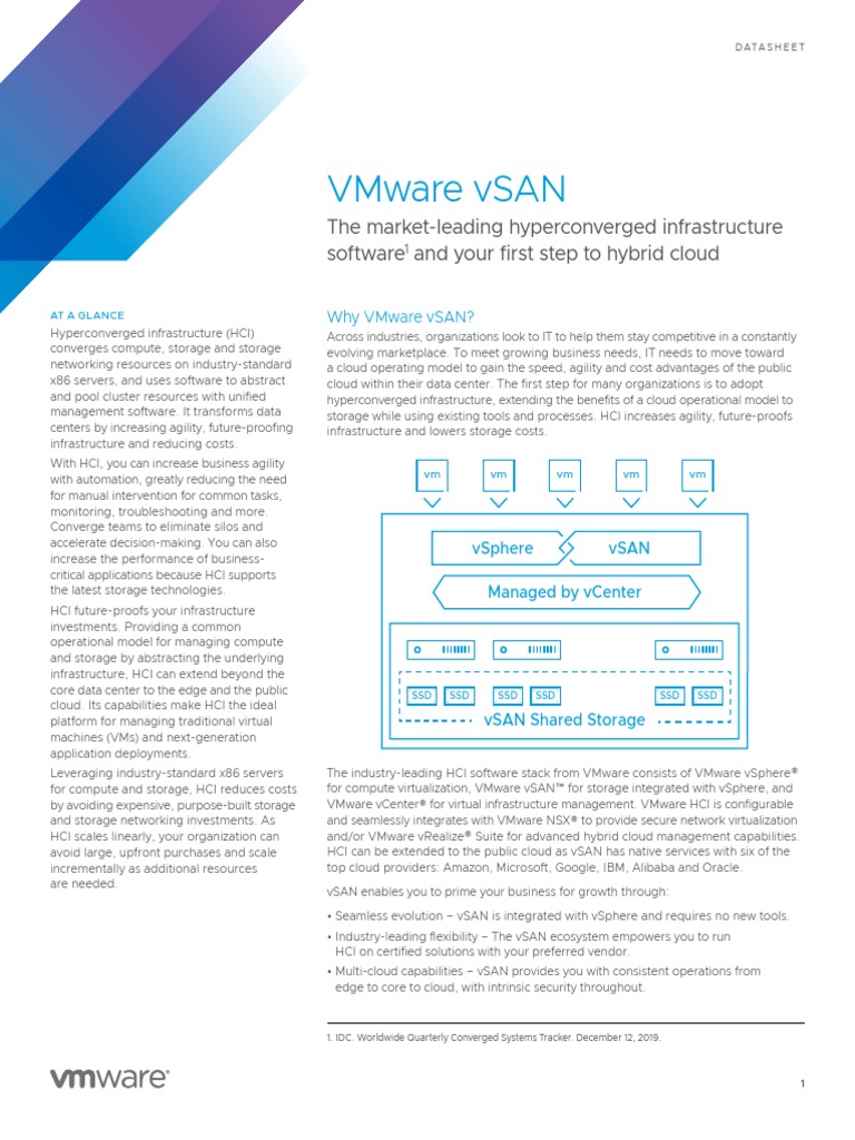 Vmware Vsan Datasheet | PDF | V Mware | Cloud Computing