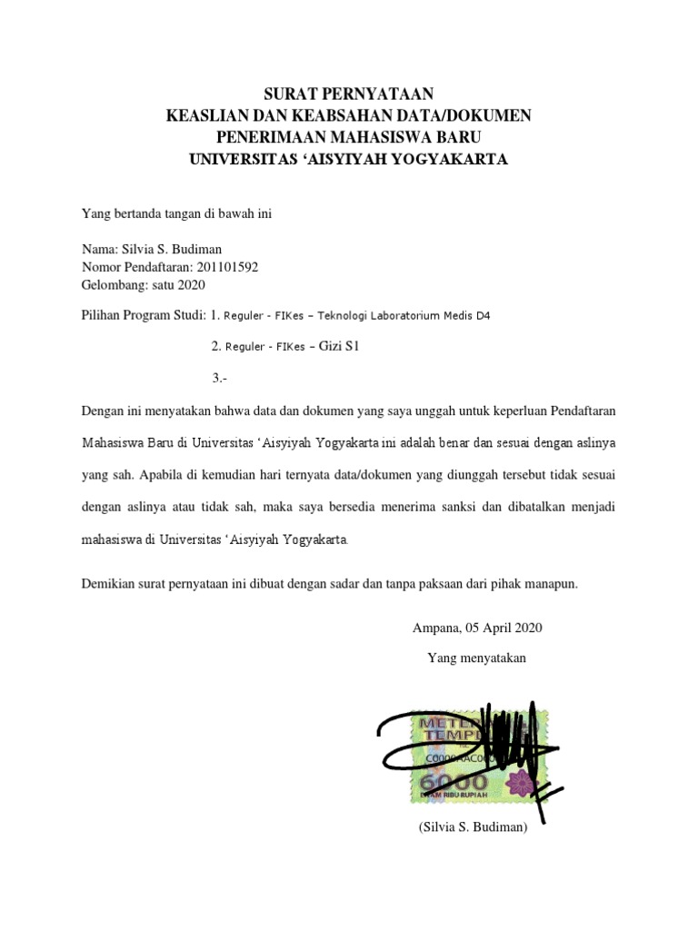 Saya Sedang Berbagi 'Surat-Pernyataan-Keaslian-dan-Keabsahan-Data-Dokumen (1) ' Dengan Anda PDF ...