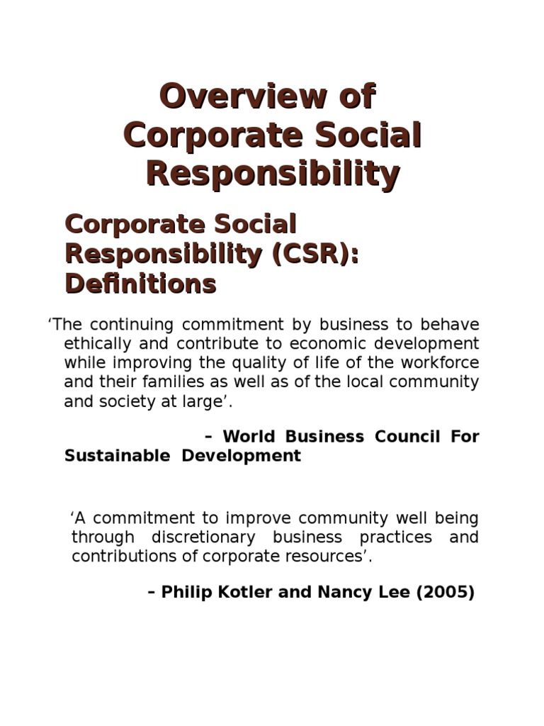 CSR Overview | PDF | Corporate Social Responsibility | Tax Deduction