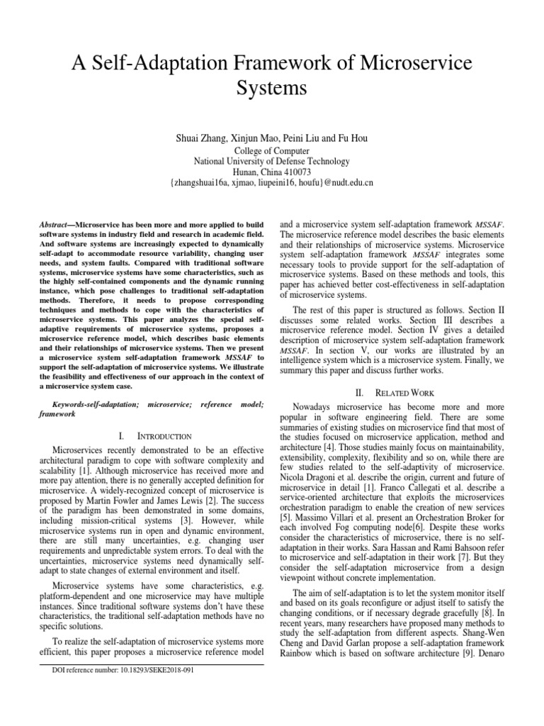 A Self-Adaptation Framework of Microservice Systems: Shuai Zhang ...