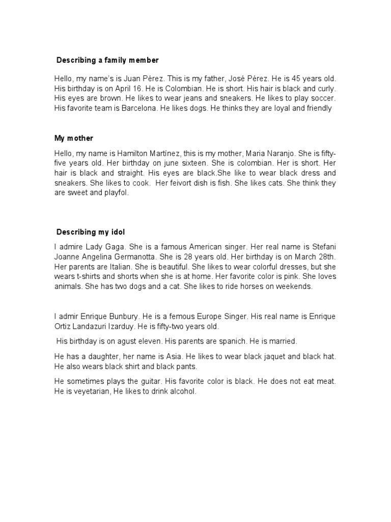 Describing A Family Membe1 | PDF