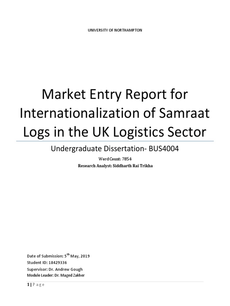 Undergraduate Dissertation 2019 Pdf Containerization Brexit