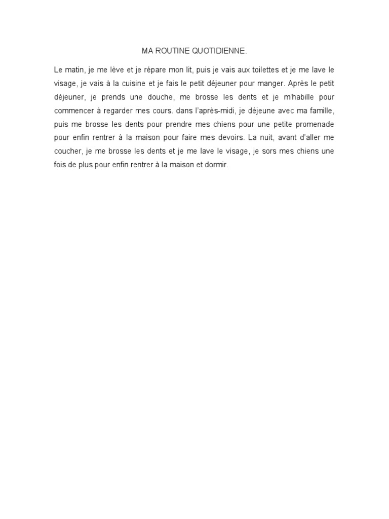 Ma Routine Quotidienne | PDF