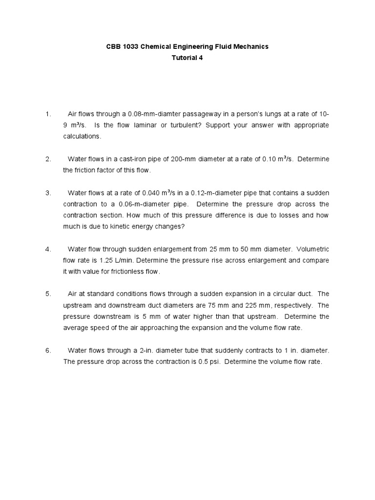 Fluid Mechanics Tutorial - 4 | PDF